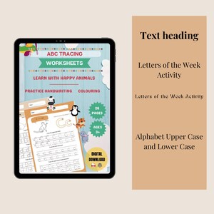 28 Page Printable Alphabet ABC With Animals Upper Case and Lower Case ...