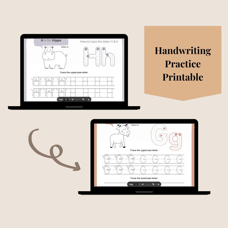 28 Page Printable Alphabet ABC With Animals Upper Case and Lower Case ...