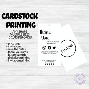 CUSTOM Cardstock Orders, Cardstock Labels, Cardstock Printing, 10 per ...