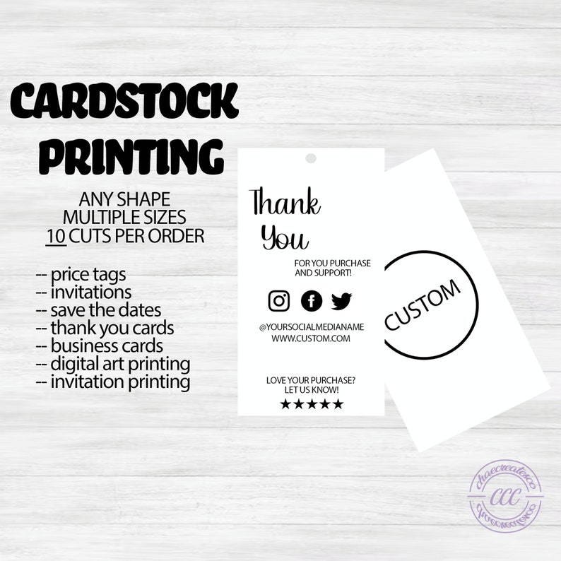 CUSTOM Cardstock Orders, Cardstock Labels, Cardstock Printing, 10 per ...