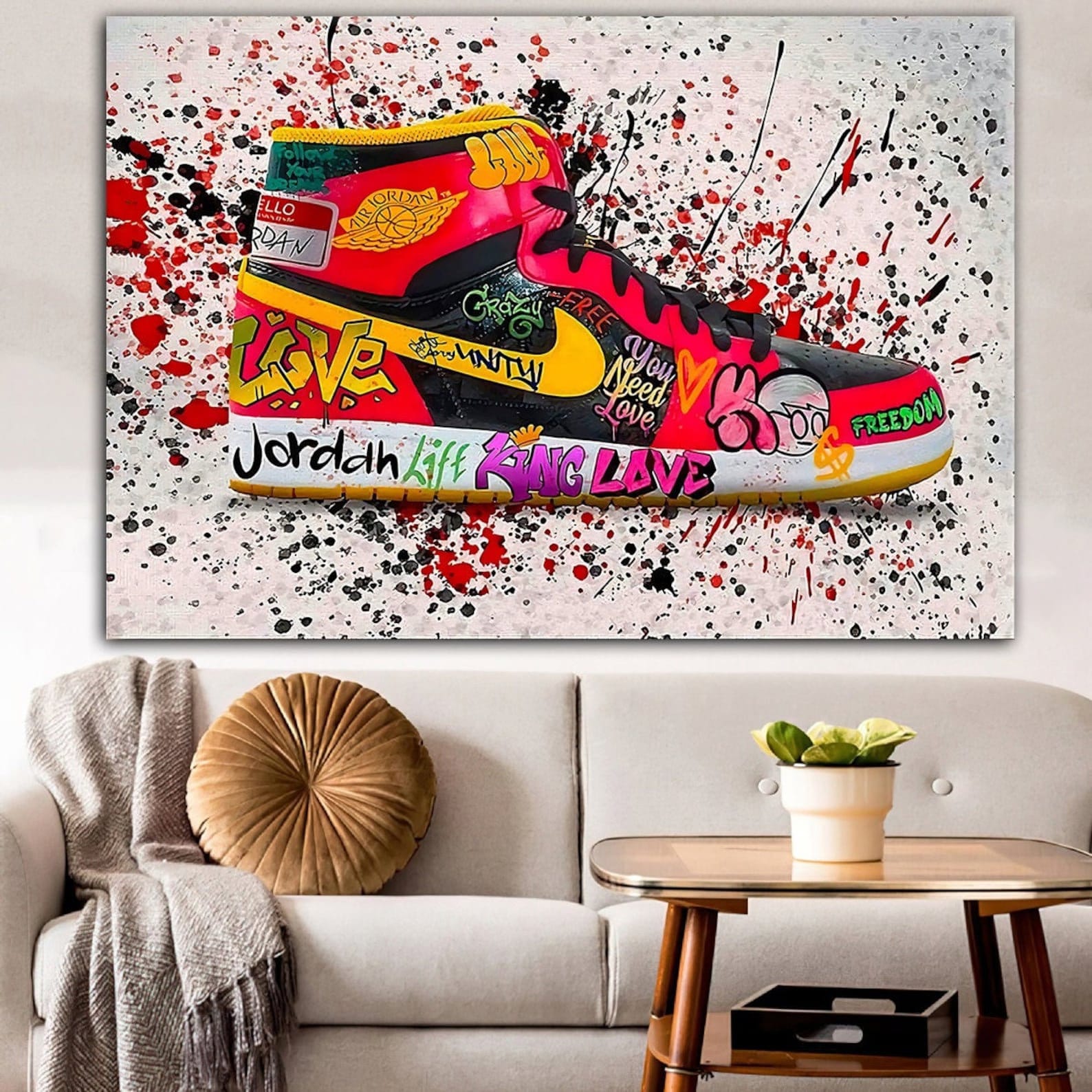 Jordan Graffiti Canvas Wall Art Air Jordan 1 Graffiti Modern - Etsy