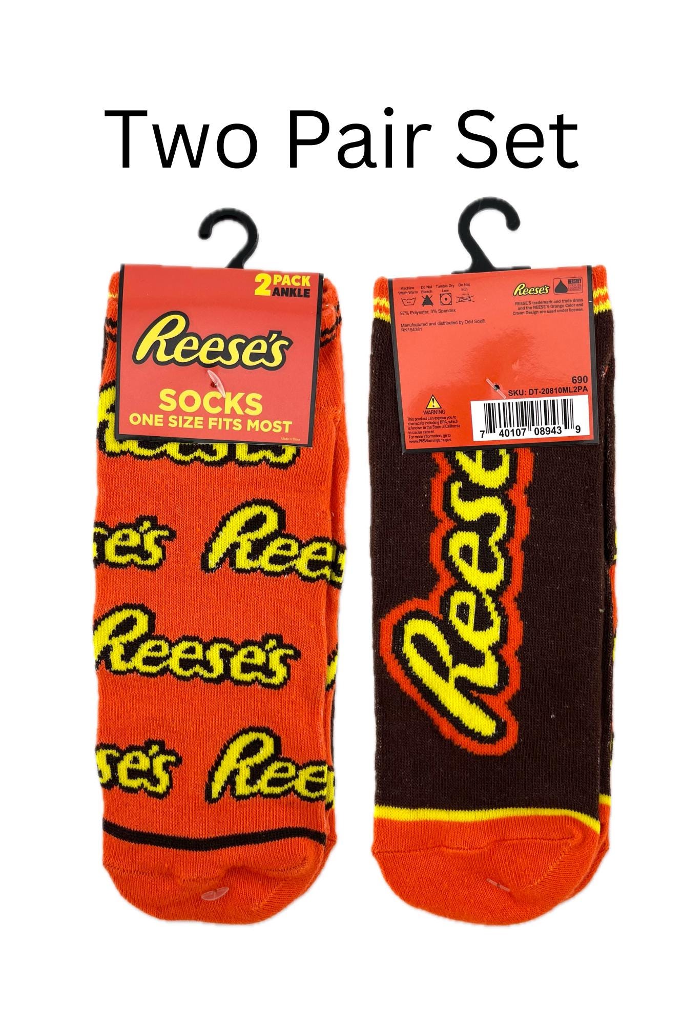 TWO PAIR Candy & Snack Inspired Ankle Socks for Adults Fun Sweet Treat ...
