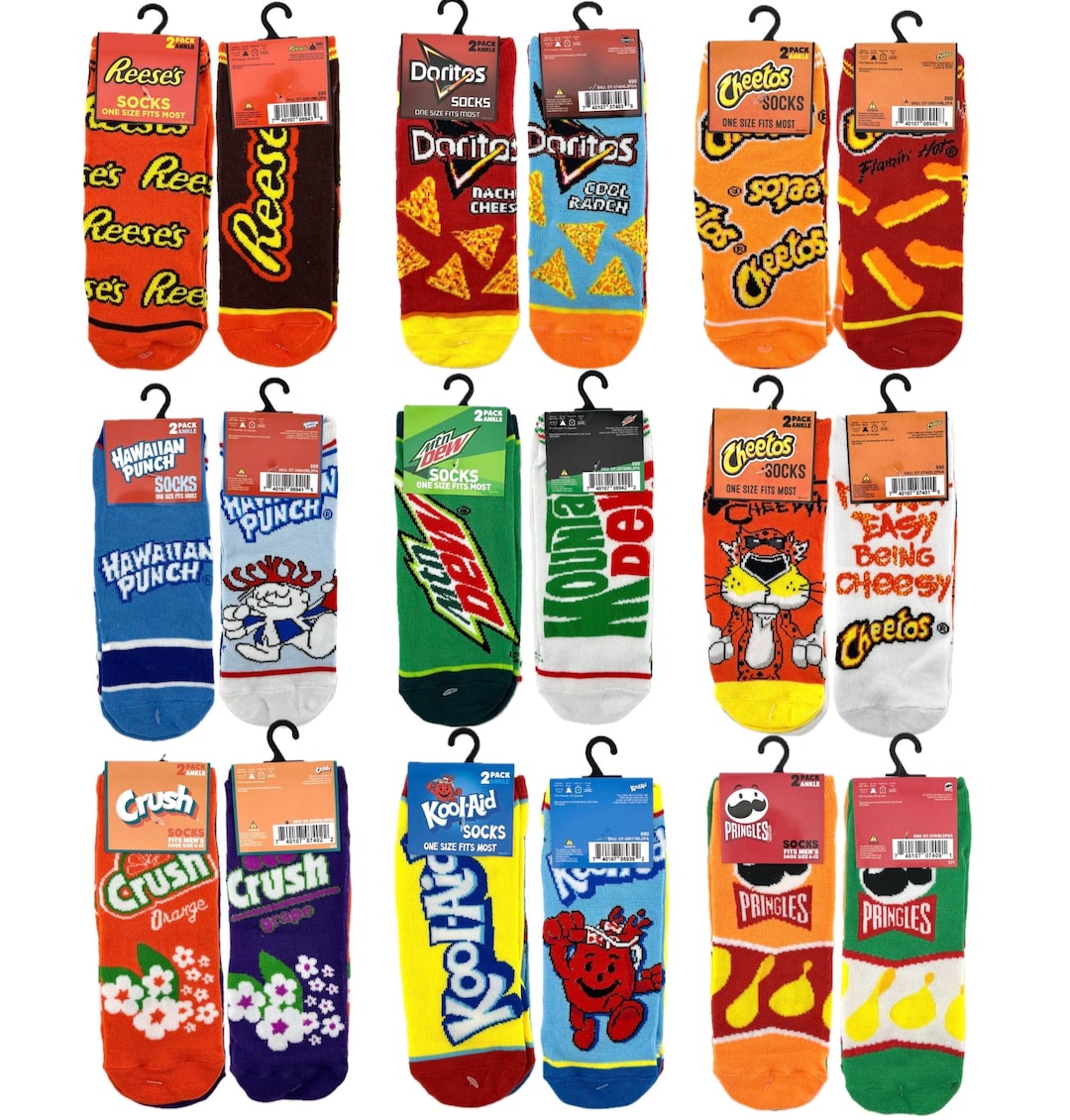 TWO PAIR Candy & Snack Inspired Ankle Socks for Adults Fun Sweet Treat ...