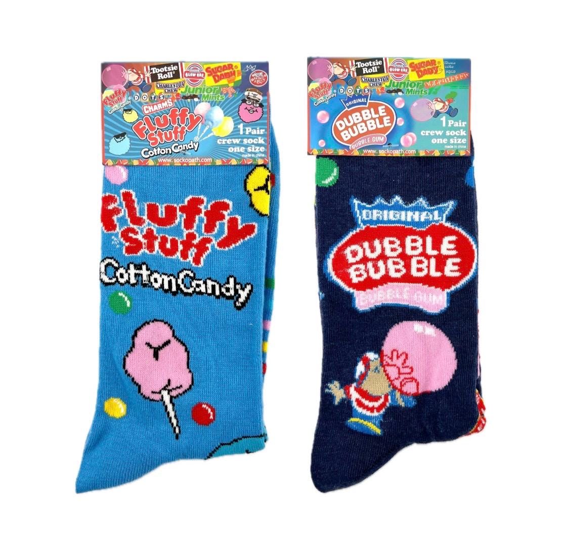 Candy-inspired Crew Novelty Socks for Adults Fun Sweet Treat Dots Mint ...