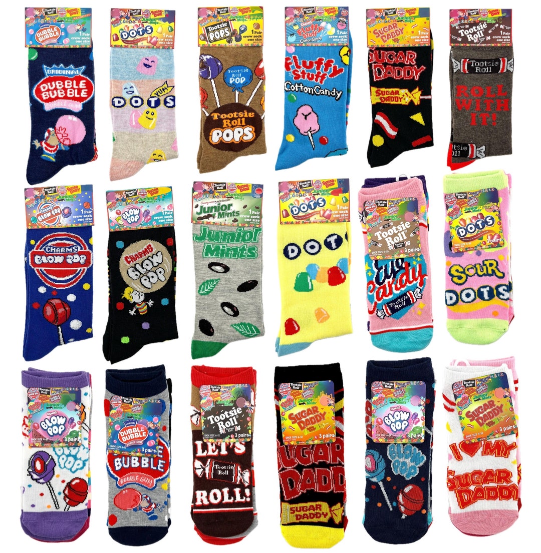 Candy-inspired Crew Novelty Socks for Adults Fun Sweet Treat Dots Mint ...
