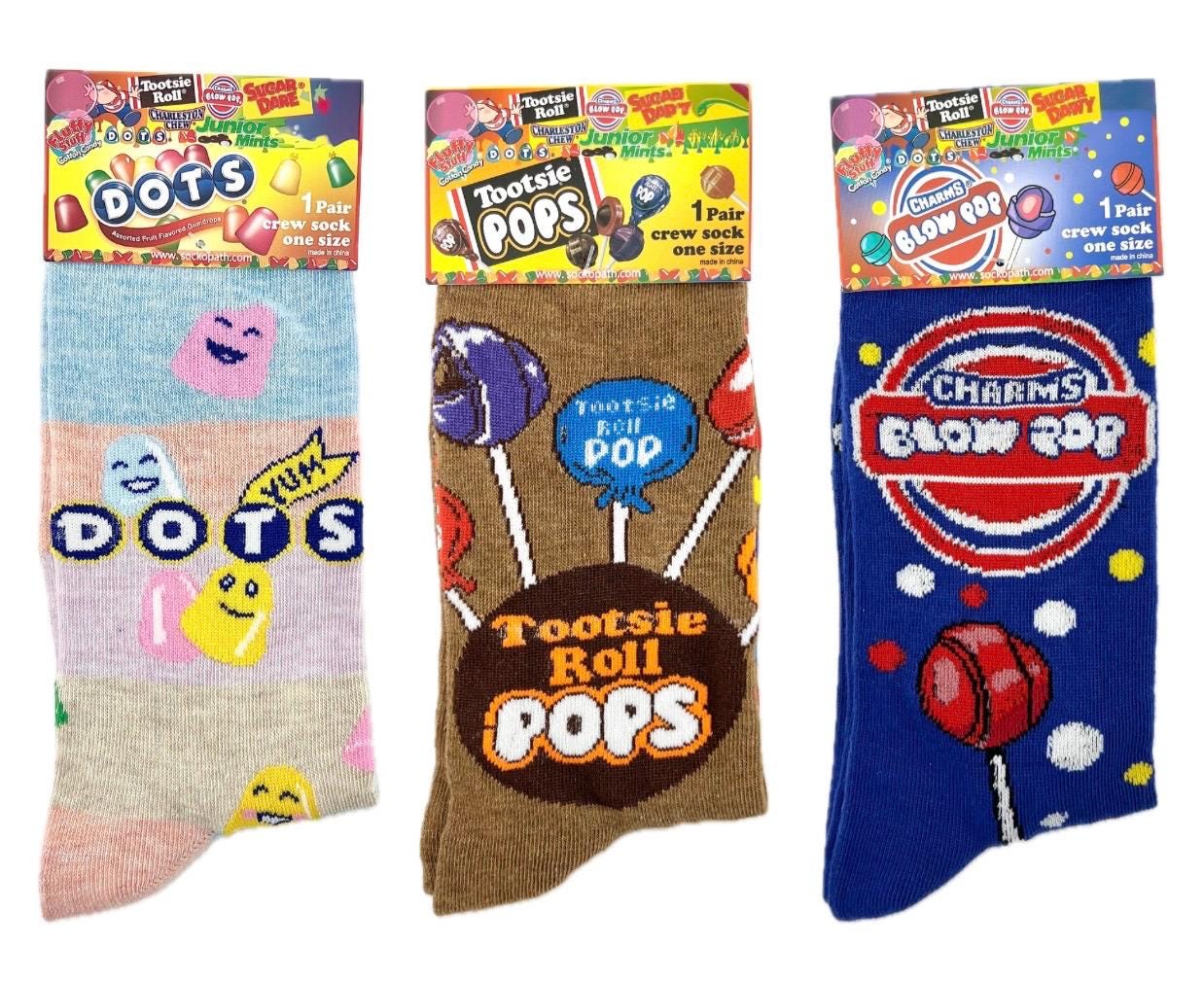 Candy-inspired Crew Novelty Socks for Adults Fun Sweet Treat Dots Mint ...