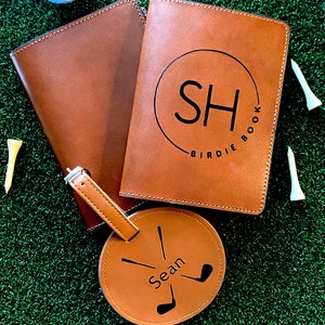 Golf Scorecard Holder, Hand Stitched, Leather, Golf Gifts, Yardage Book ...