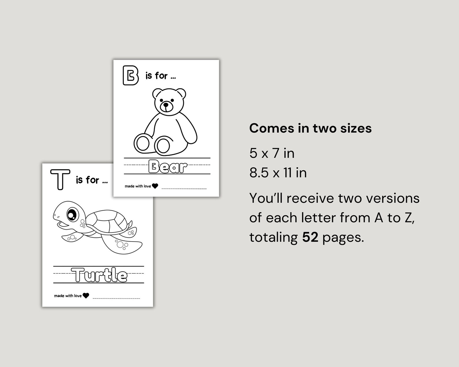 Baby Shower Coloring Book 52 Pages, Baby's First ABC Alphabet Book ...