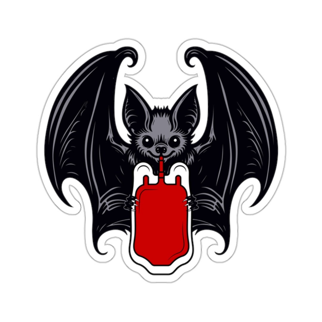 Vampire Bat Drinking Blood Bag Vinyl Sticker - Etsy