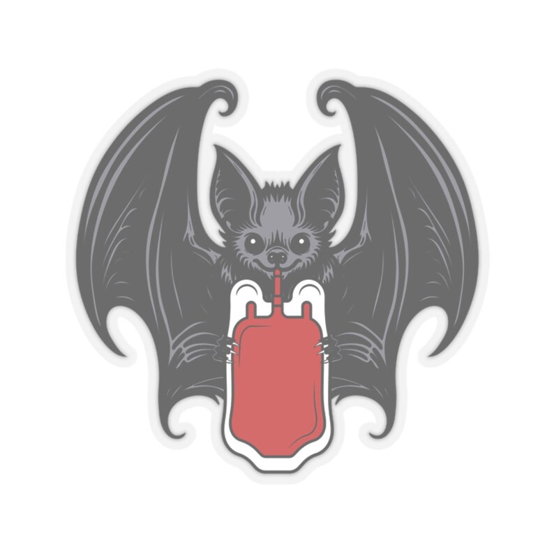 Vampire Bat Drinking Blood Bag Vinyl Sticker - Etsy