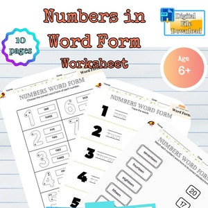 Numbers in Word Form Worksheet for Kids Ages 6 7 8 9 10 | 1st Grade ...