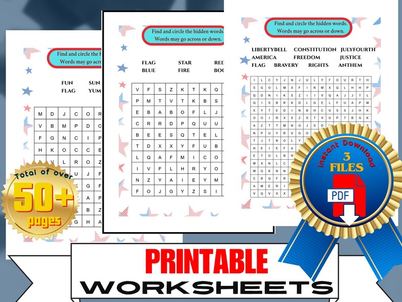 USA Patriotic Printable Activity Kids Worksheets | July 4th ...