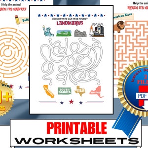 USA Patriotic Printable Activity Kids Worksheets July 4th Independence ...