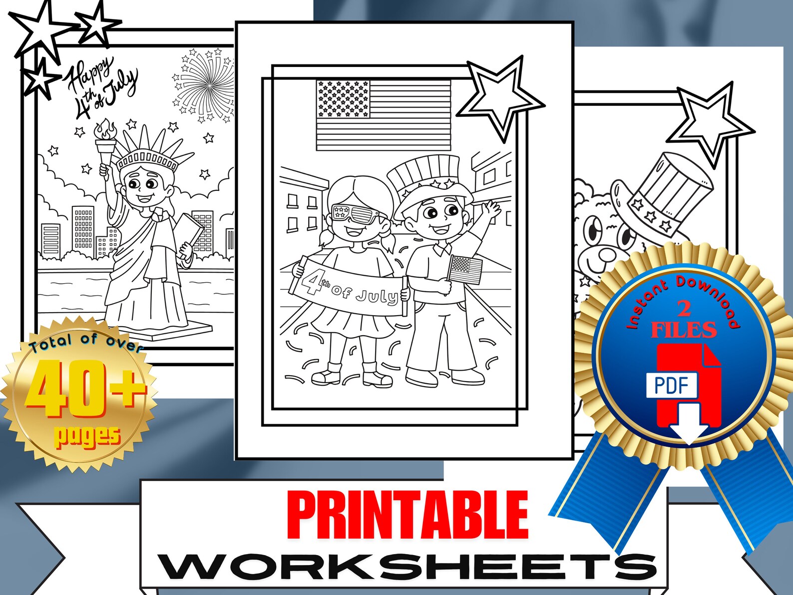 USA Patriotic Printable Activity Kids Worksheets July 4th Independence ...