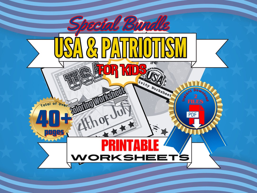 USA Patriotic Printable Activity Kids Worksheets July 4th Independence ...