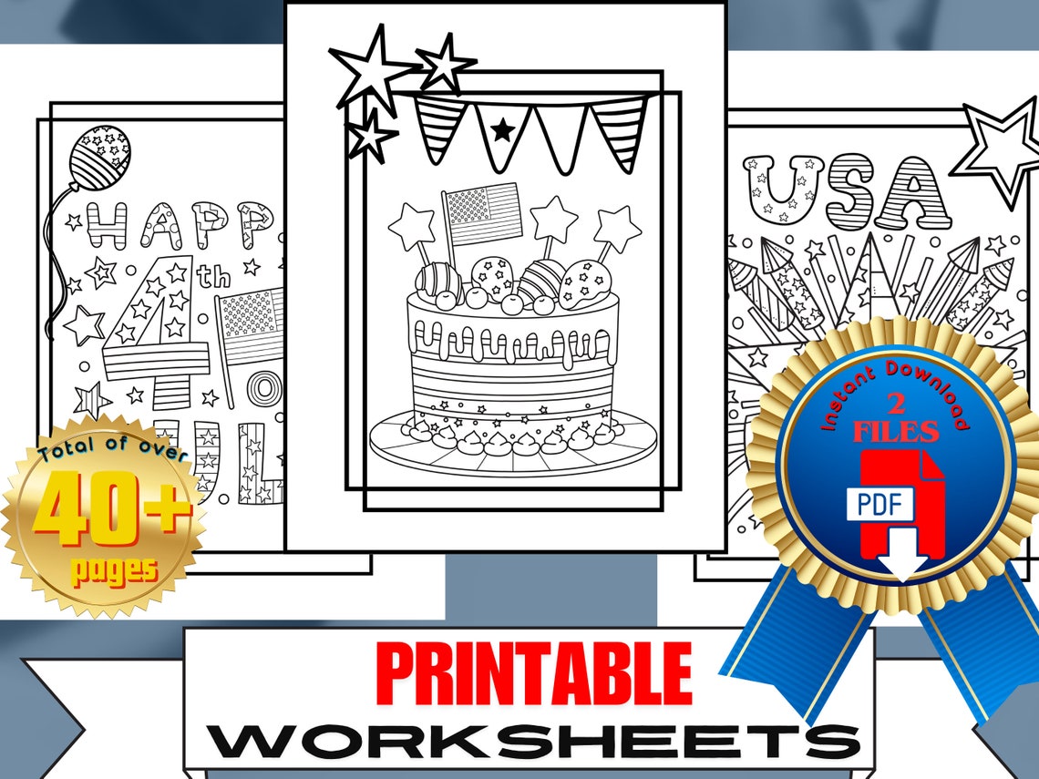 USA Patriotic Printable Activity Kids Worksheets July 4th Independence ...