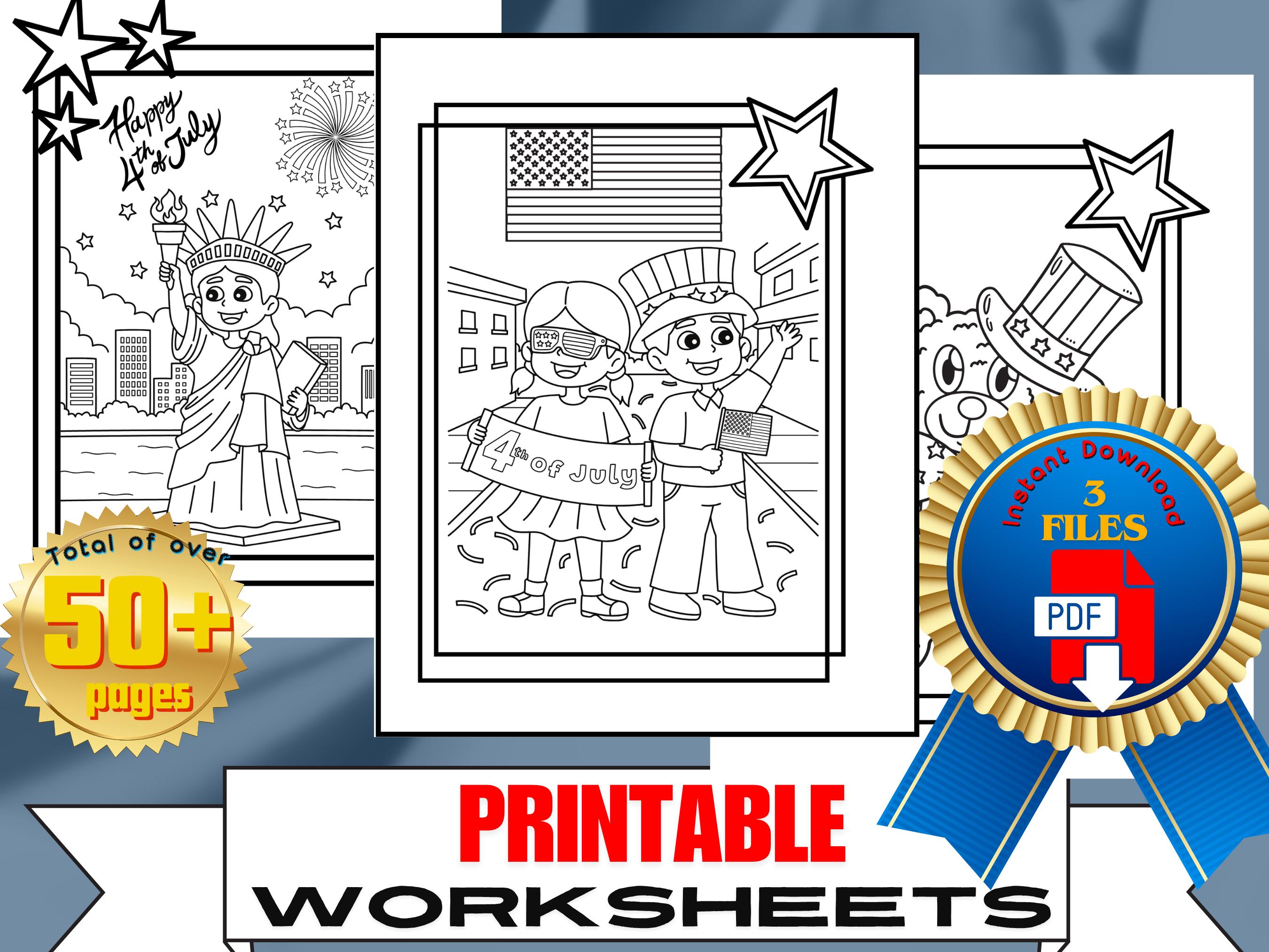 USA Patriotic Printable Activity Kids Worksheets | July 4th ...
