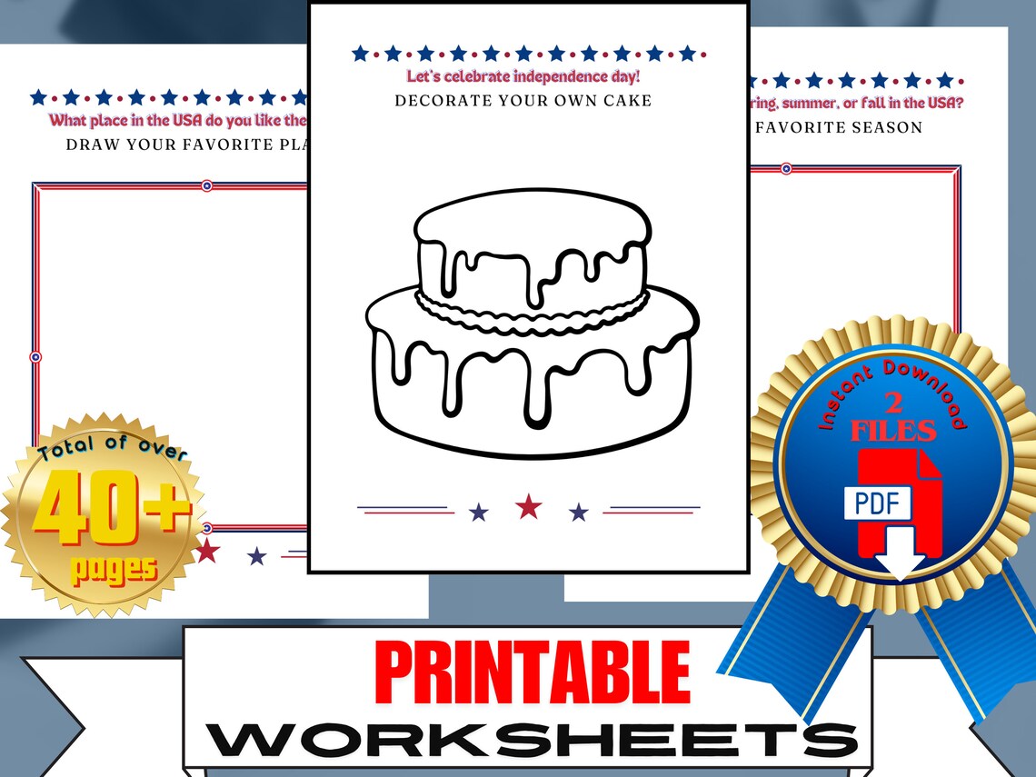 USA Patriotic Printable Activity Kids Worksheets July 4th Independence ...