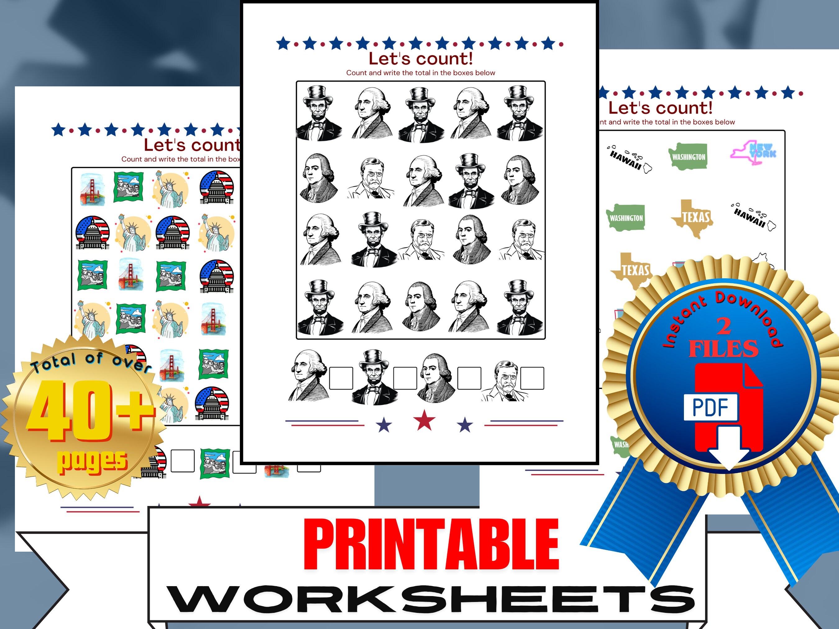 USA Patriotic Printable Activity Kids Worksheets July 4th Independence ...