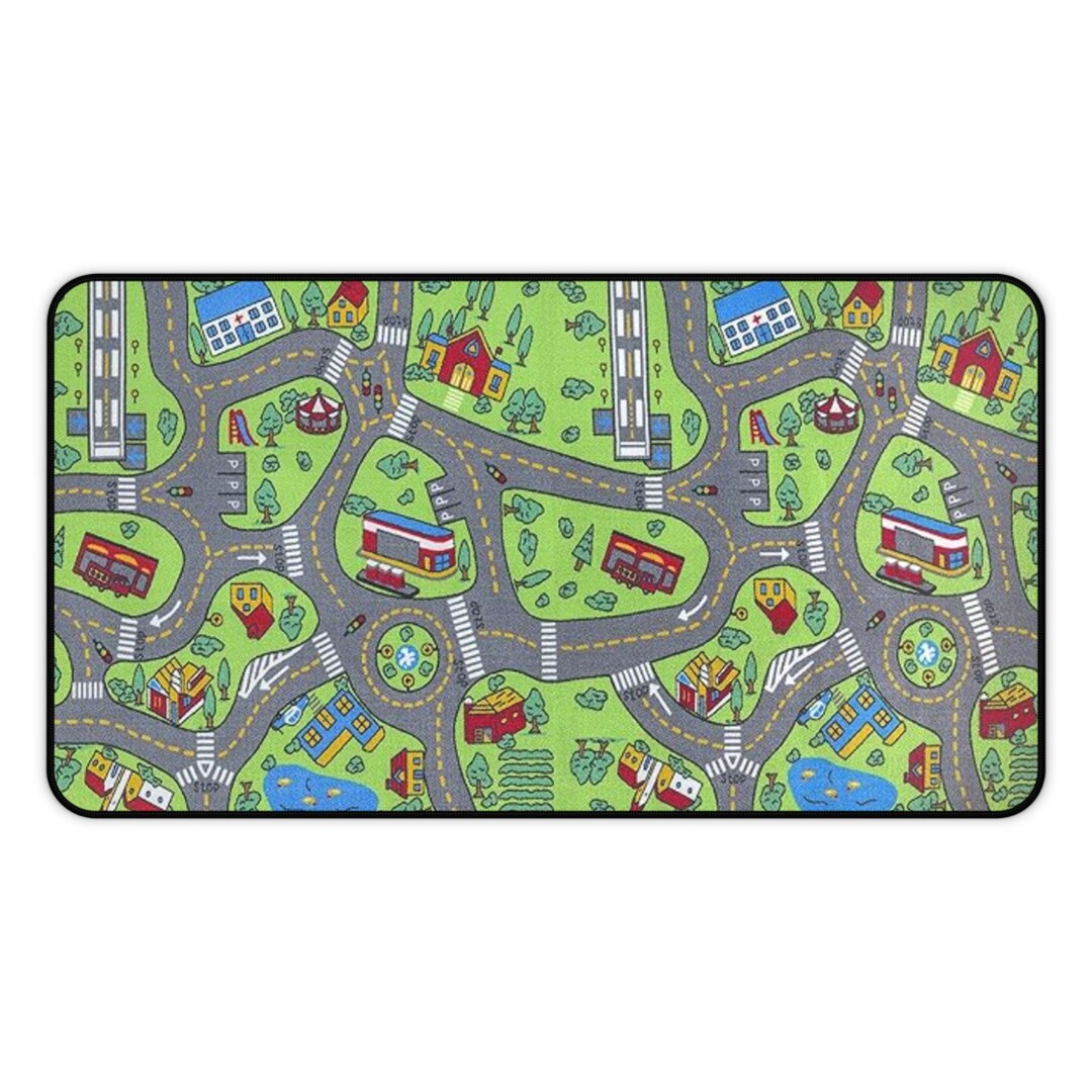 Whimsical Road Map Desk Mat Perfect for Kids, Schools, Playrooms, Fun ...