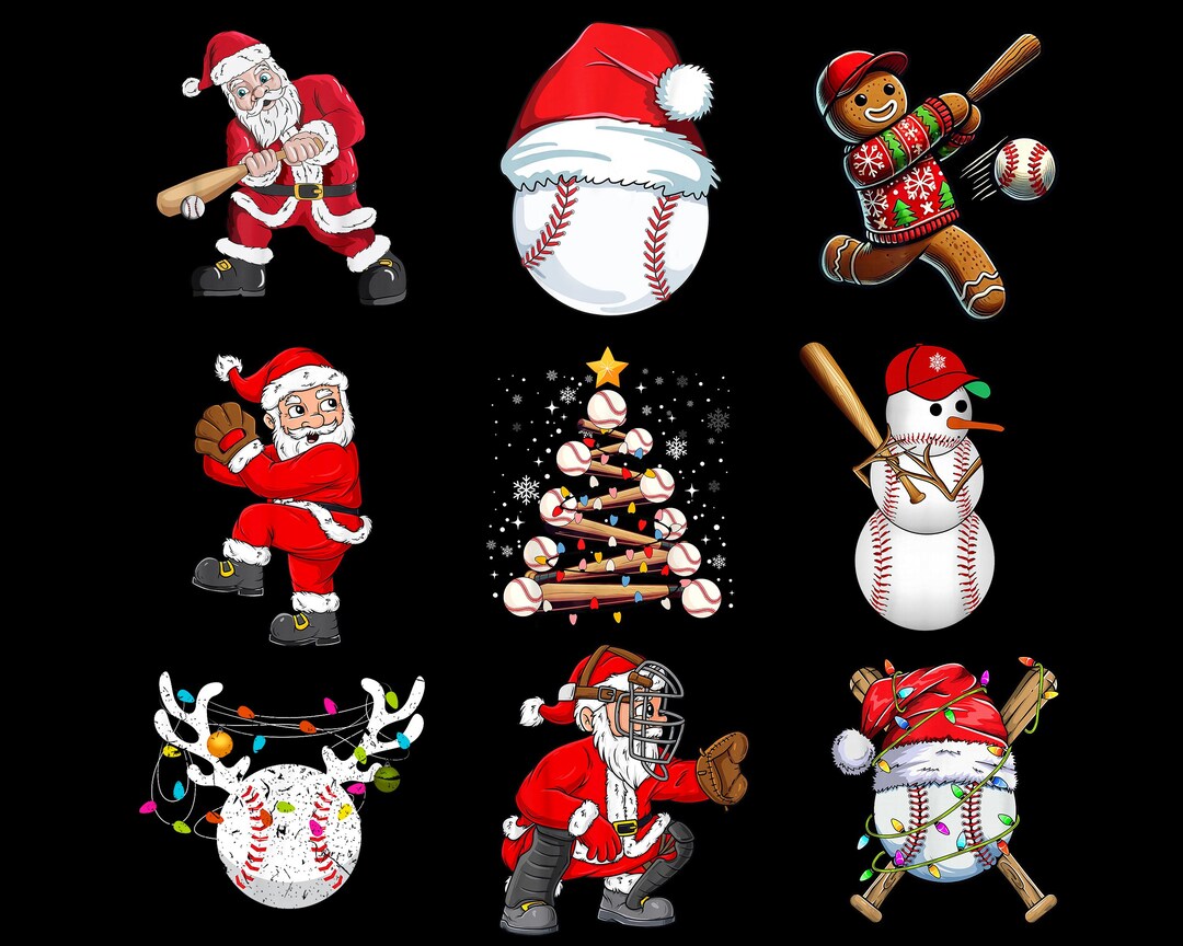 Christmas Baseball PNG Bundle, Santa Baseball Player Png, Funny ...