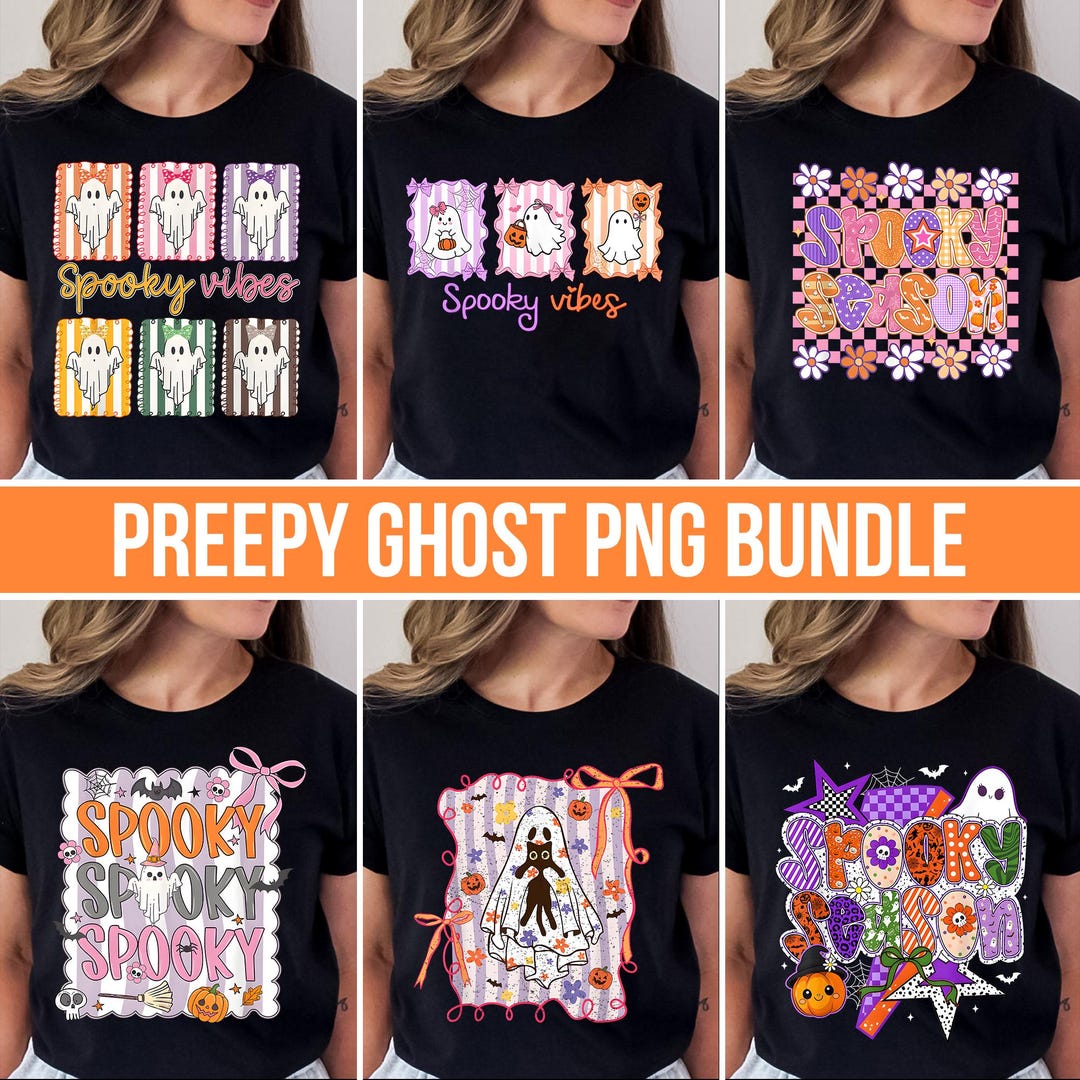 Preppy Halloween Ghost PNG Bundle: Spooky Goose Clipart (digital ...