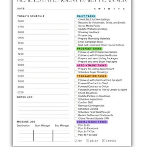 Real Estate Agent Daily Checklist Planner: Editable Canva Template ...