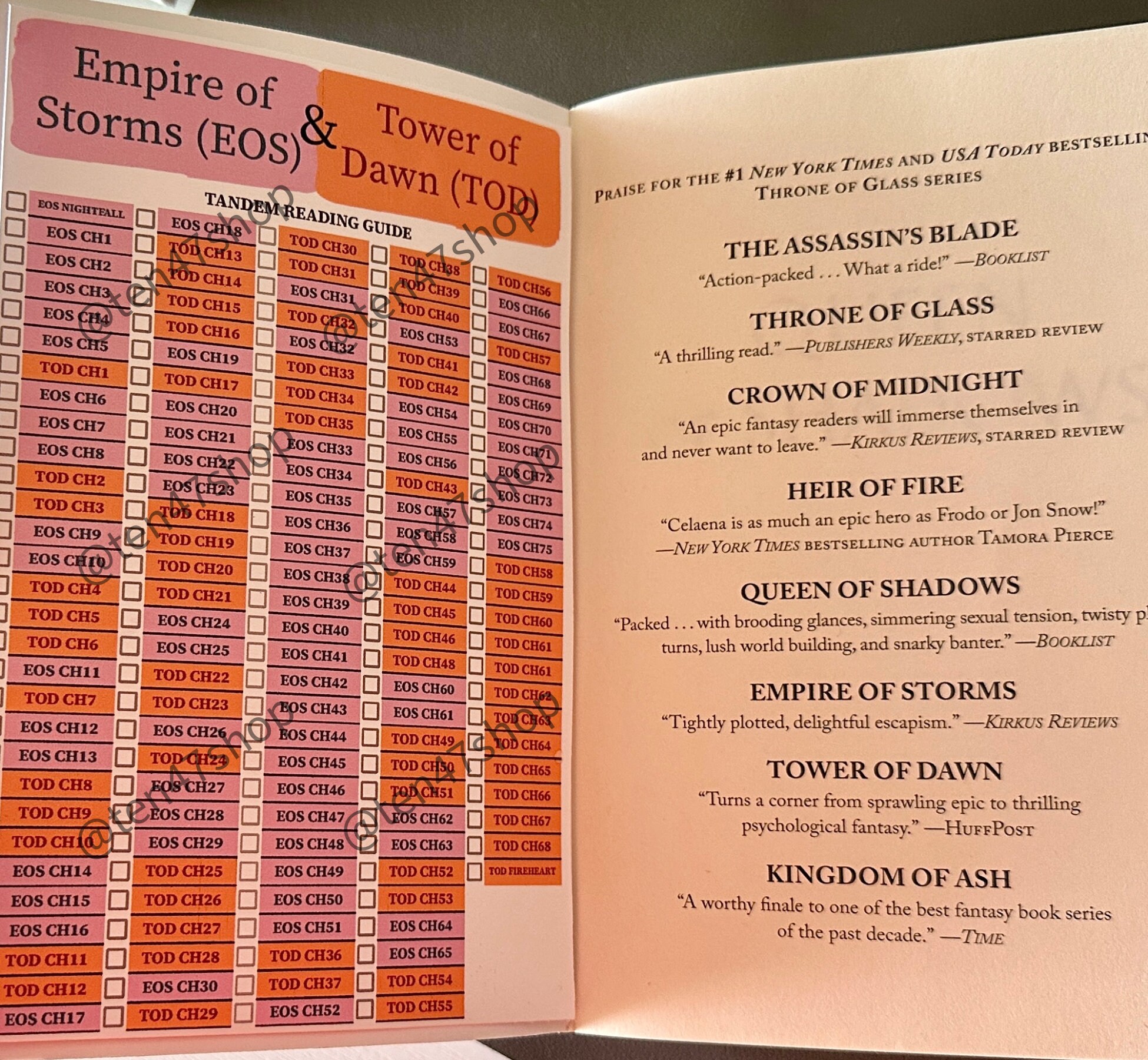 Throne of Glass Tandem Read Guide - Empire of Storms & Tower of Dawn - Etsy