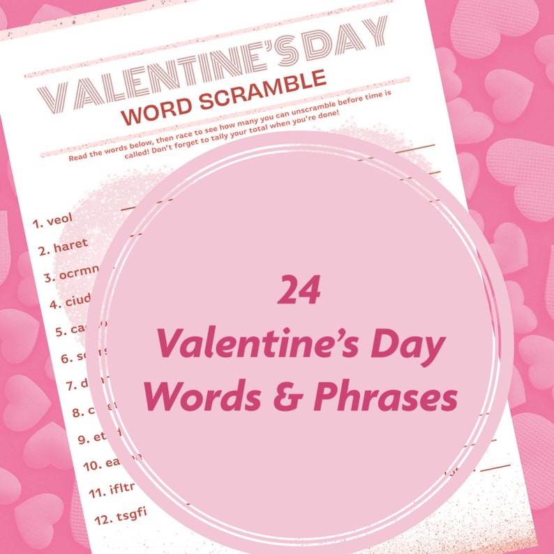 Valentine's Day Word Scramble, Instant Download, Print at Home Game ...