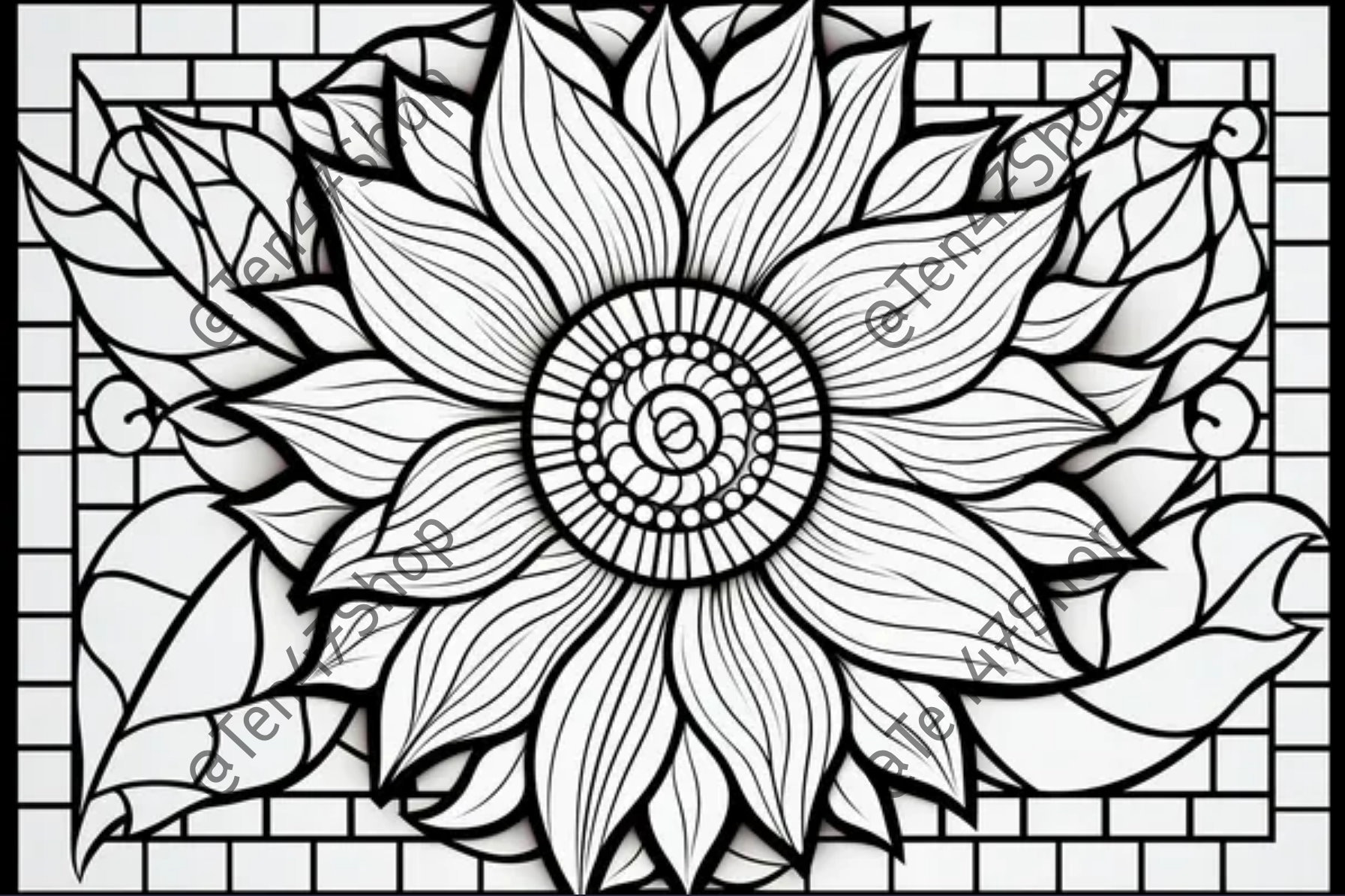 Floral Mosaic Coloring Pages, Ready to Print Coloring Page, Print From ...