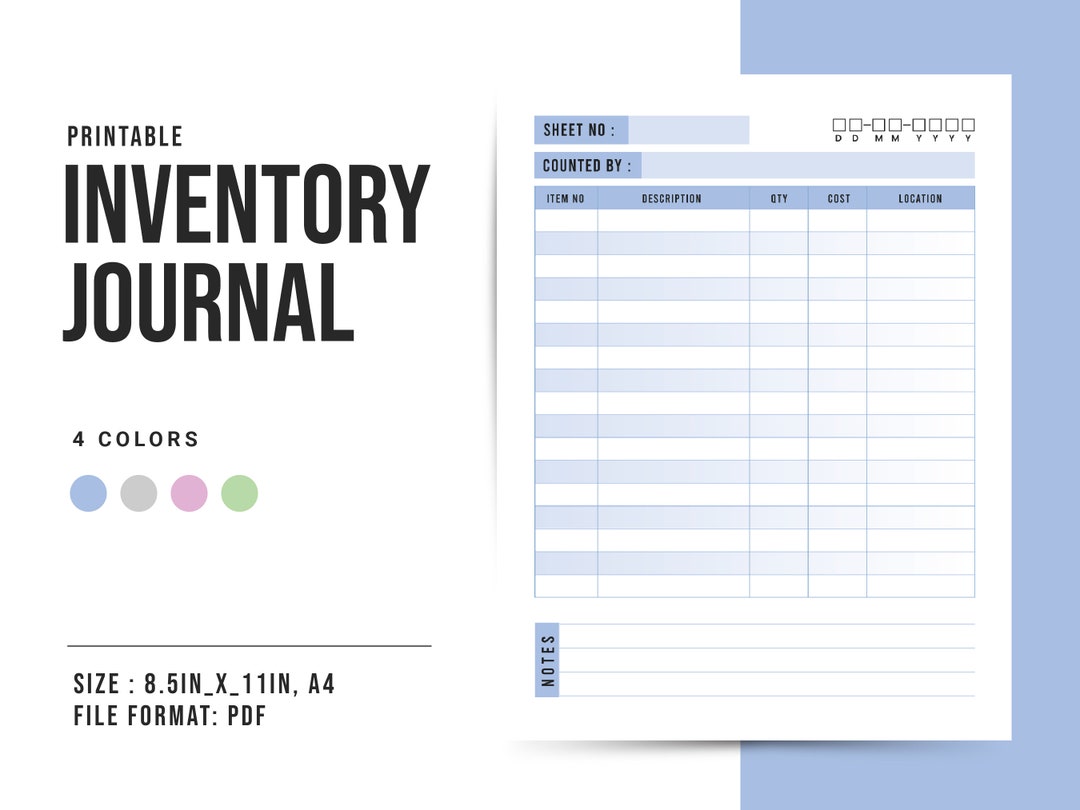 Minimal INVENTORY Log Printable Inventory Log Record PRINTABLE - Etsy
