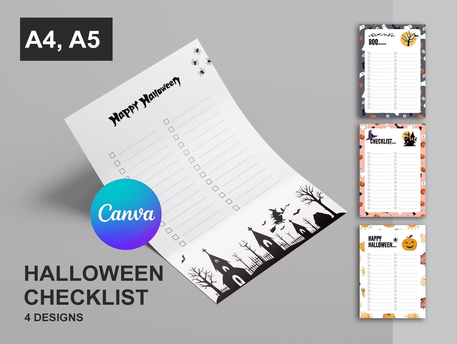 Printable Halloween Checklist, Canva Template A4, A5 - Etsy