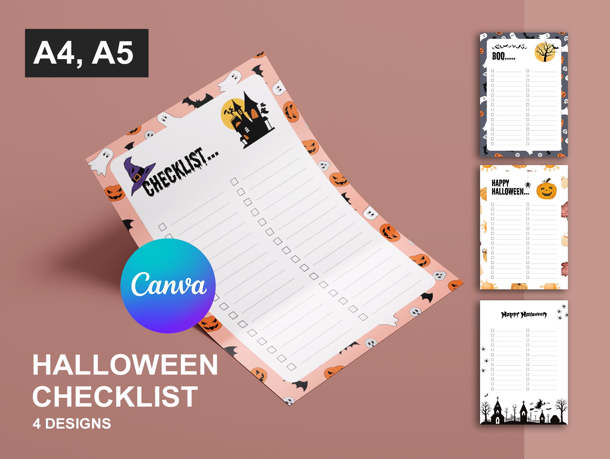 Printable Halloween Checklist, Canva Template A4, A5 - Etsy