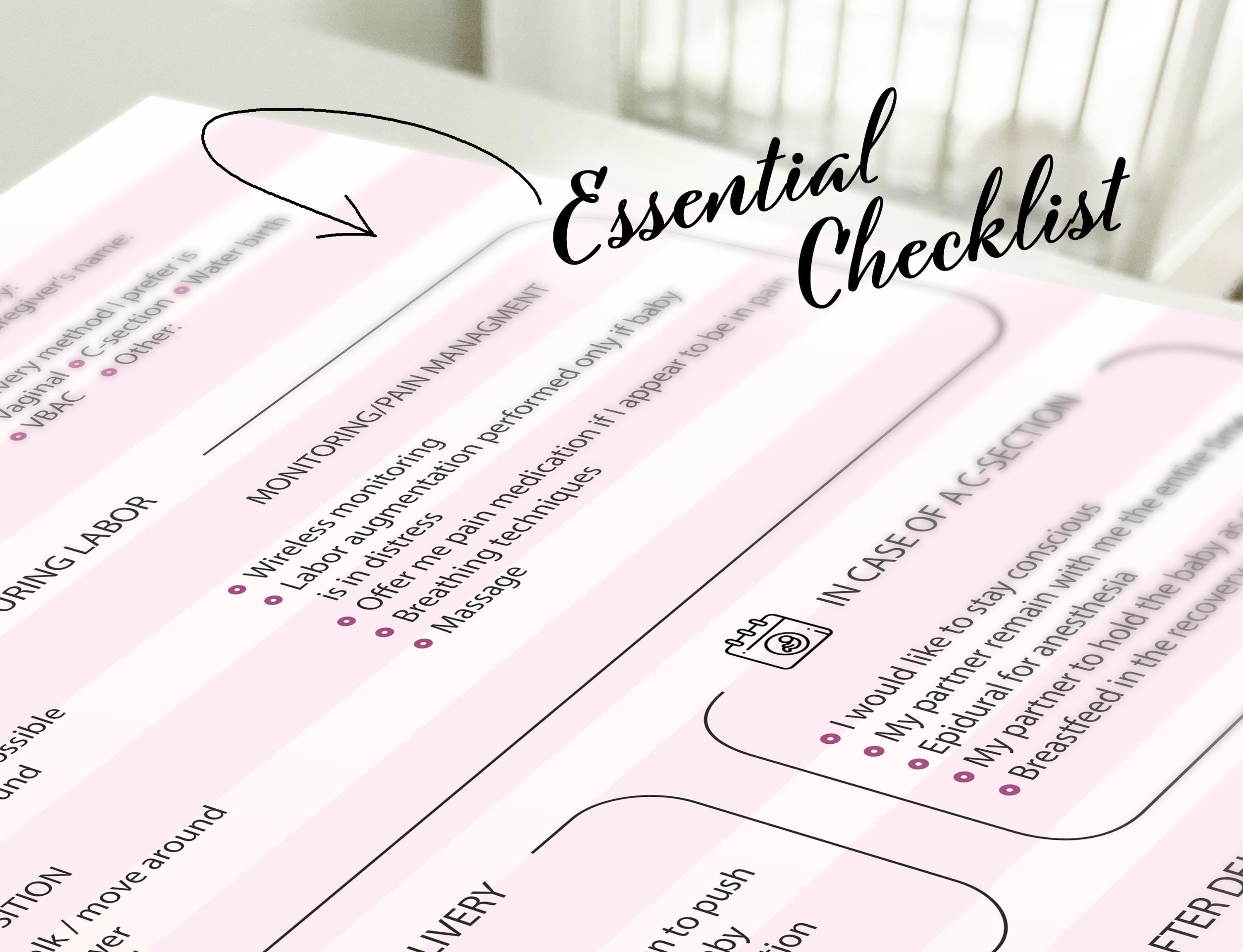 Editable Pink Birth Plan Template | Printable Birthing Checklist PDF ...