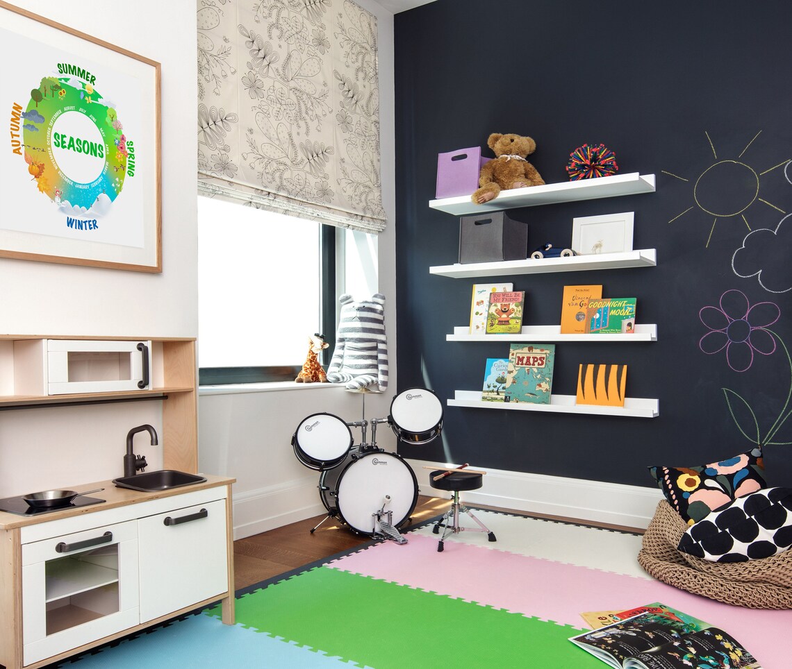 Educational Poster Illustration 4 Seasons Classroom Poster Kids Bedroom ...