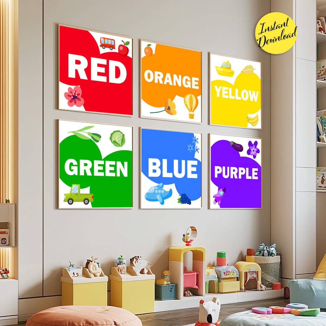 Printable Color Posters for Kids | Set of 6 Educational Wall Art for ...