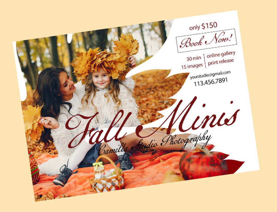 Fall Mini Session Template, Autumn Photography Marketing, Photoshop ...