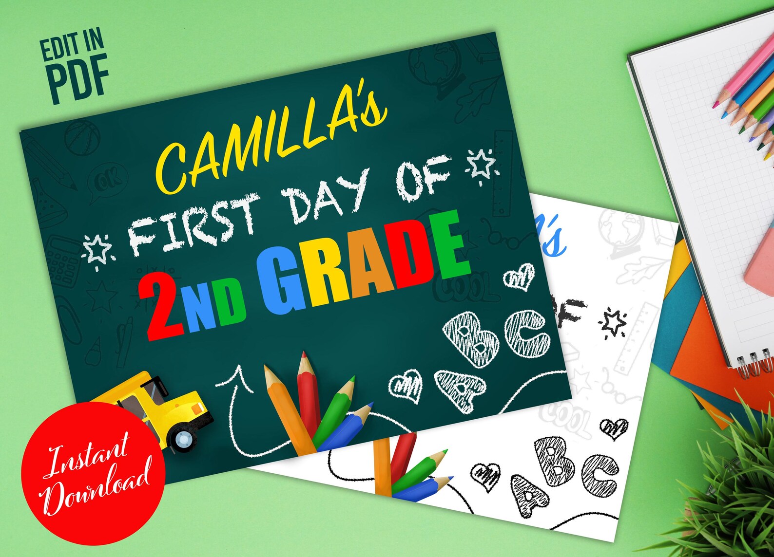 Editable First & Last Day of School Sign (PDF Template) - Etsy