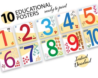 Learn Numbers Nursery Print, Educational Poster for Toddlers, Instant ...