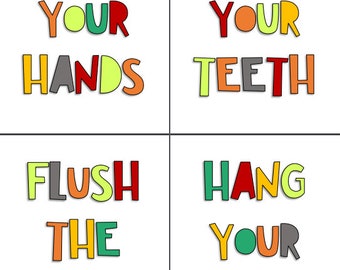 Bathroom Signs Printable Digital Sign Instant Download Wash Your Hands ...