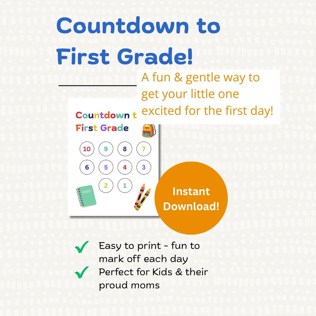 Countdown to First Grade Fun Printable | First Day of School Activity ...