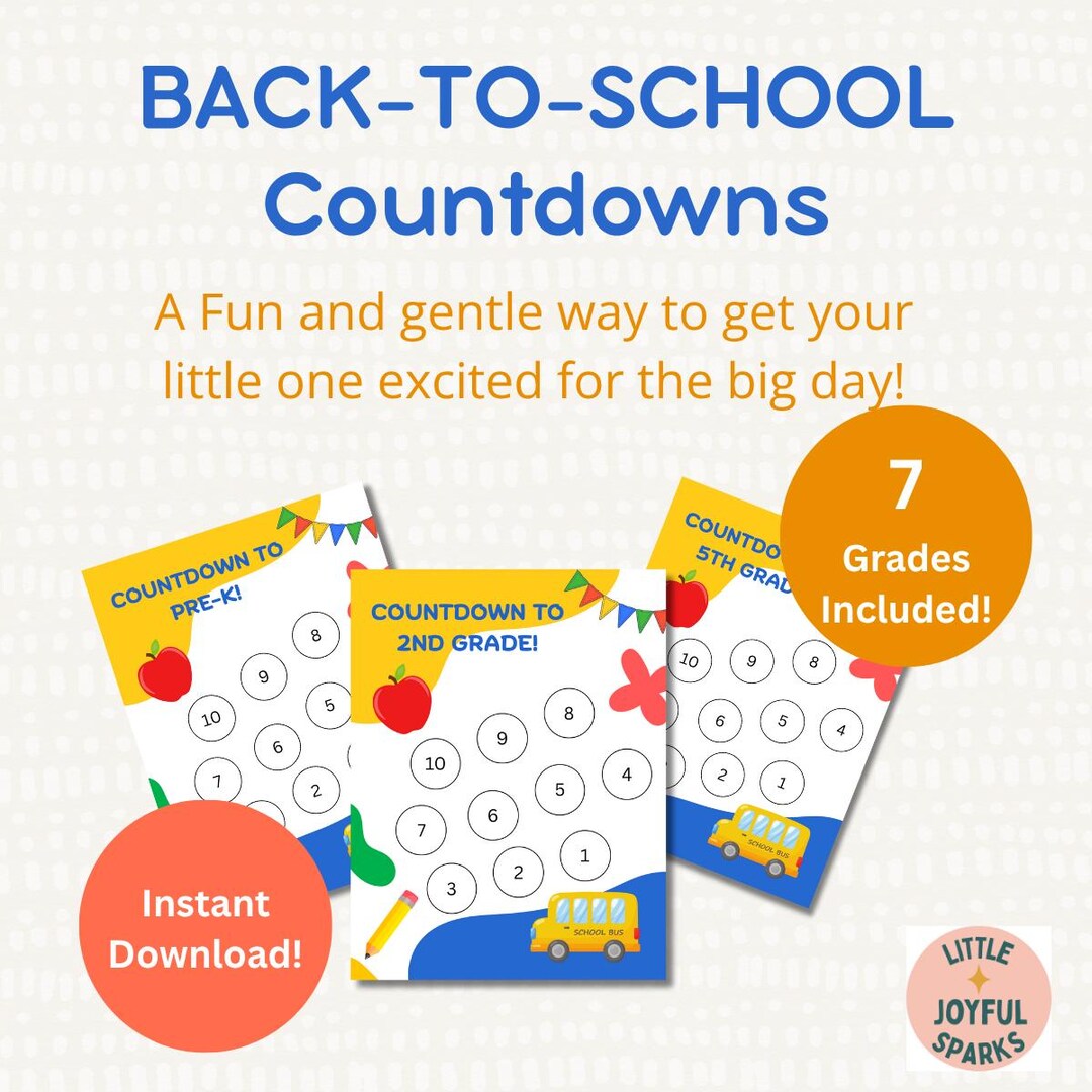 Countdown to School Printable Bundle | Prek–5th Grade | Back to School ...