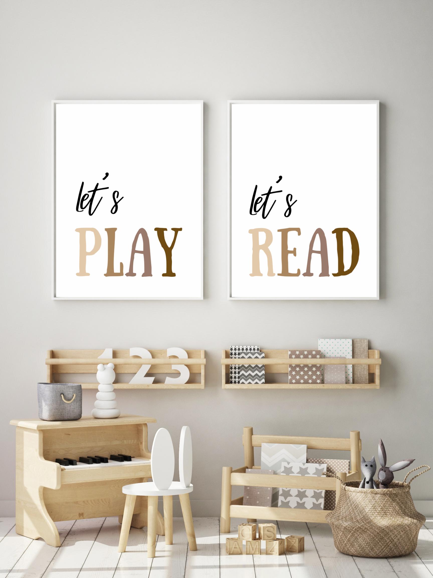 Playroom/reading Corner Posters. Let’s Read Let’s Play Neutral - Etsy