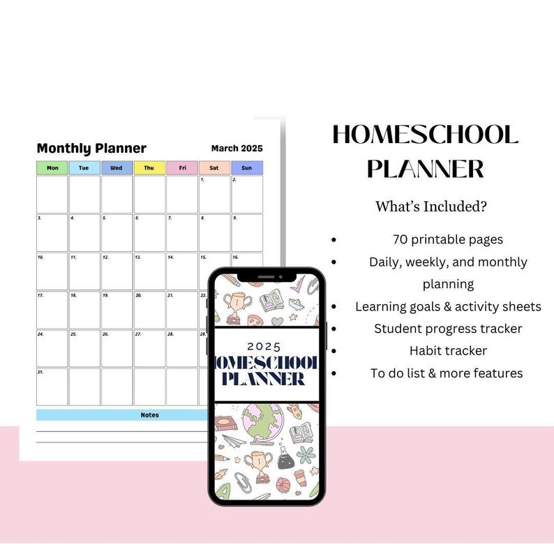 Printable Homeschool Planner for Kids | 72 Pages PDF | Daily Weekly ...