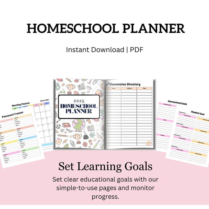 Printable Homeschool Planner for Kids | 72 Pages PDF | Daily Weekly ...