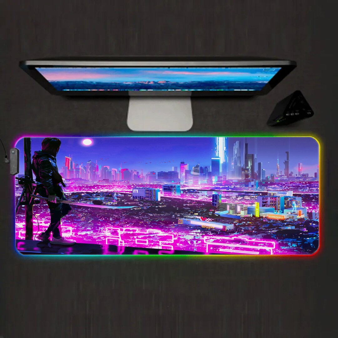 Cyberpunk Style Mouse Pad - Neonforge XXL - Etsy