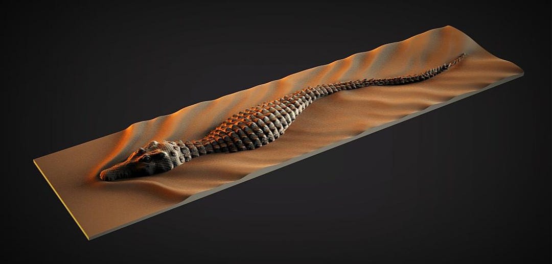 Crocodile STL File: CNC Wood Carving, Alligator Model, 3D Relief, 3D ...