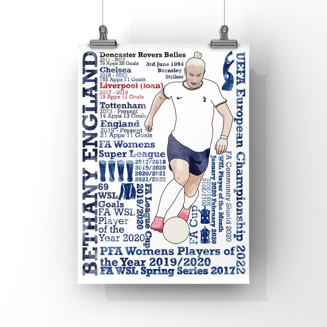 Bethany England A4 Art Print Poster, Women's Super League, Lionesses ...