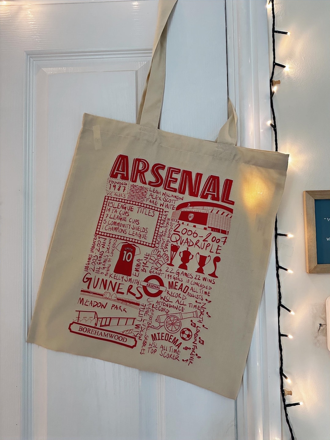 Arsenal Womens Football Tote Bag, Womens Super League, Football Gift - Etsy