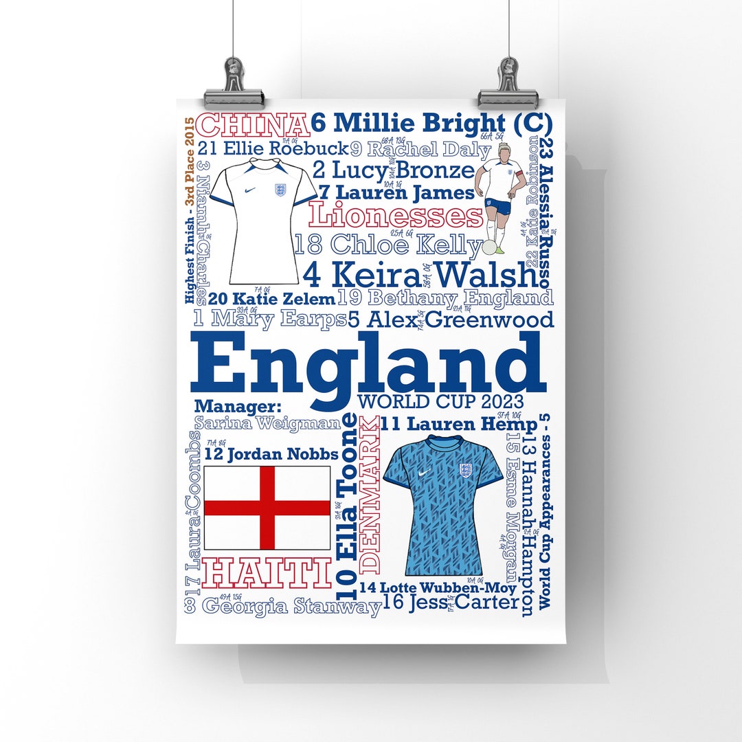 England Women National Team A4 Art Print Poster, Lionesses World Cup ...